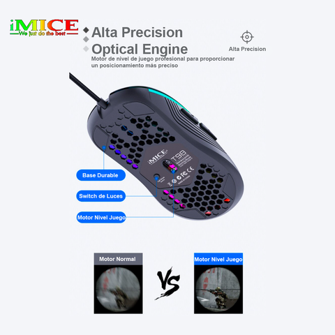 Mouse Gamer Premium Imice T98 Rgb 7200 Dpi Honeycomb Usb – Caravazar